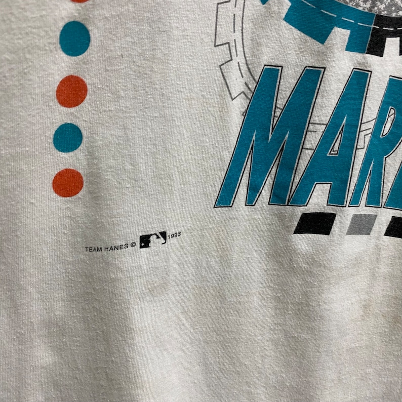 Vintage 90s Florida Marlins White Tshirt Large Crewneck Miami Marlins ...