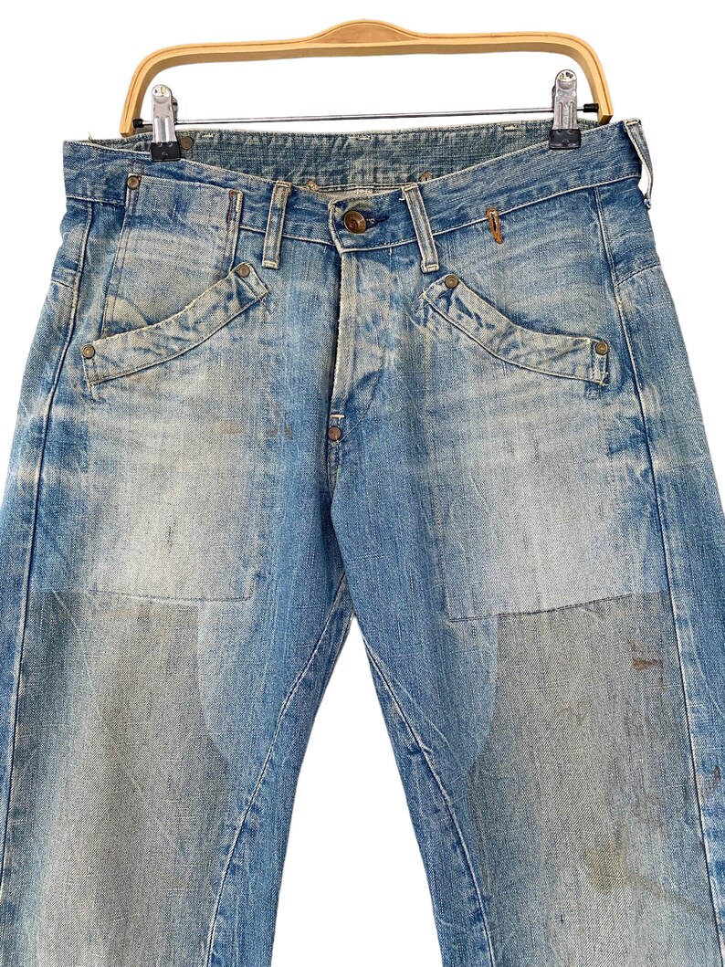 Vintage Gstar Raw Denim Light Blue Size 33 Gstar Raw Button Fly Faded ...