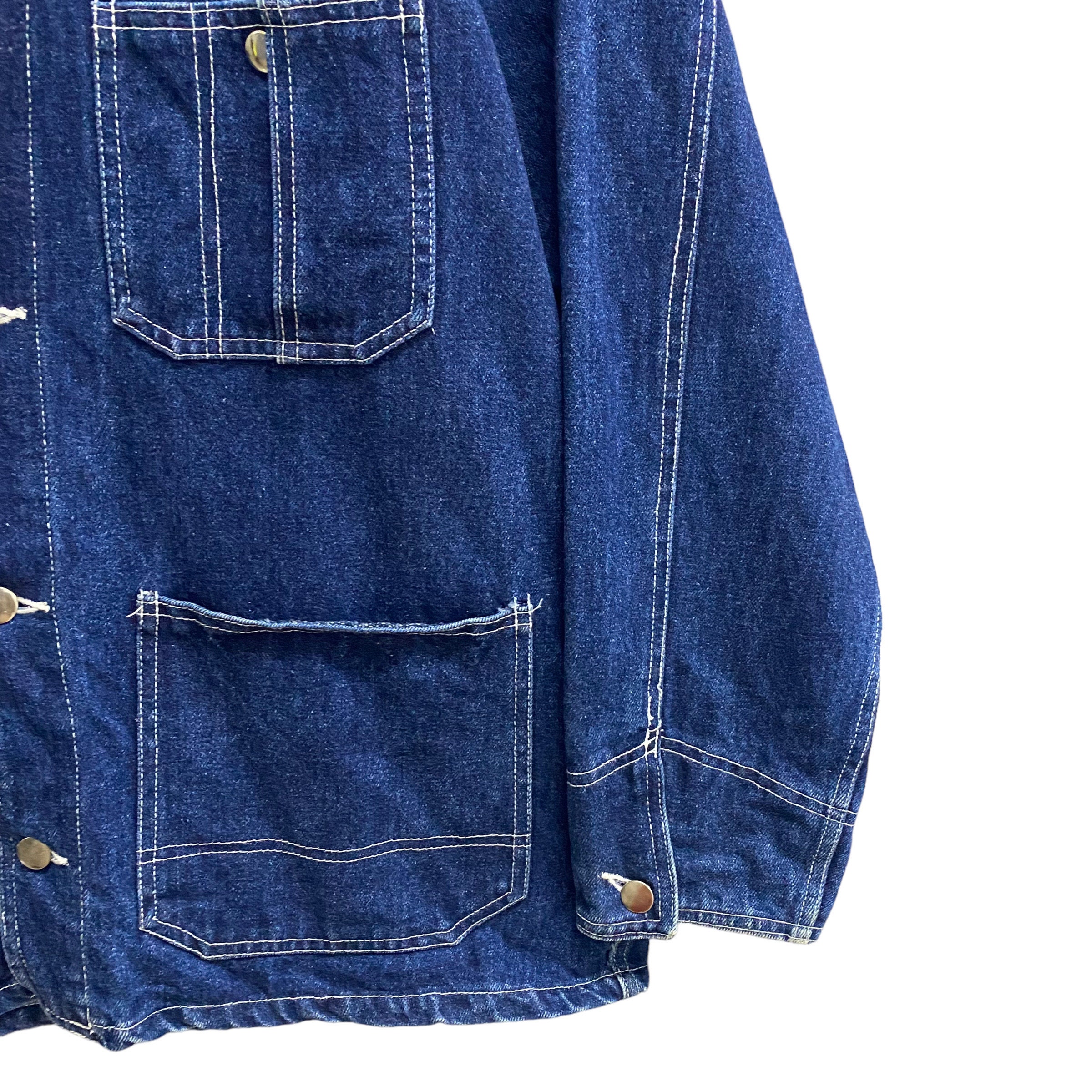 Vintage Rock Mikel French Work Jacket Large Heavy Denim Chore Coat Blue ...