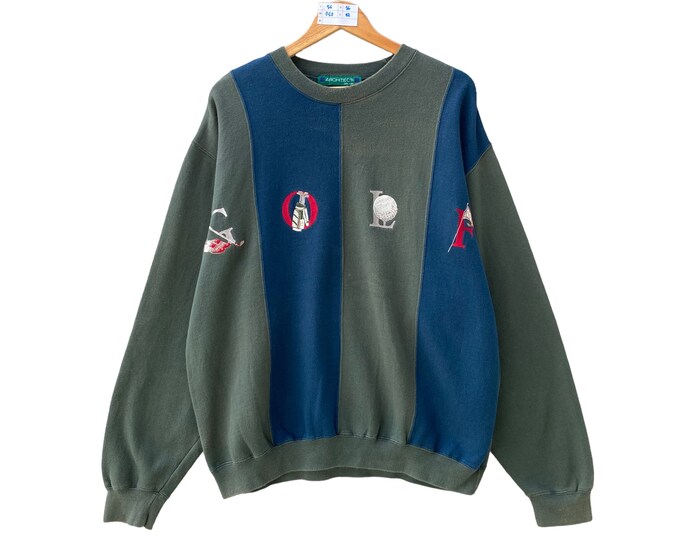Vintage Golf Multi Colour Block Sweatshirt Size Xlarge Golf Crewneck ...