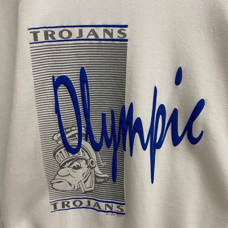 Vintage Trojans Olympic White Sweatshirt Size Xlarge Trojans Crewneck ...