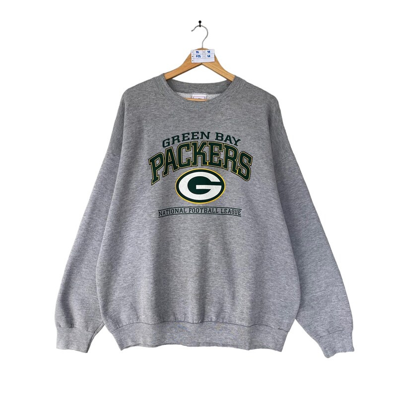 Vintage 90s Green Bay Packers Grey Sweatshirt Packers Crewneck Green ...
