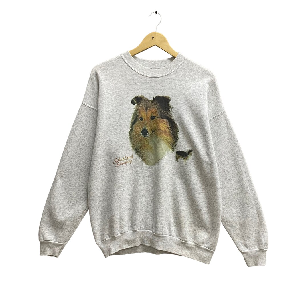 Vintage Shetland Sheepdog Grey Sweatshirt Size Large Animal Crewneck ...