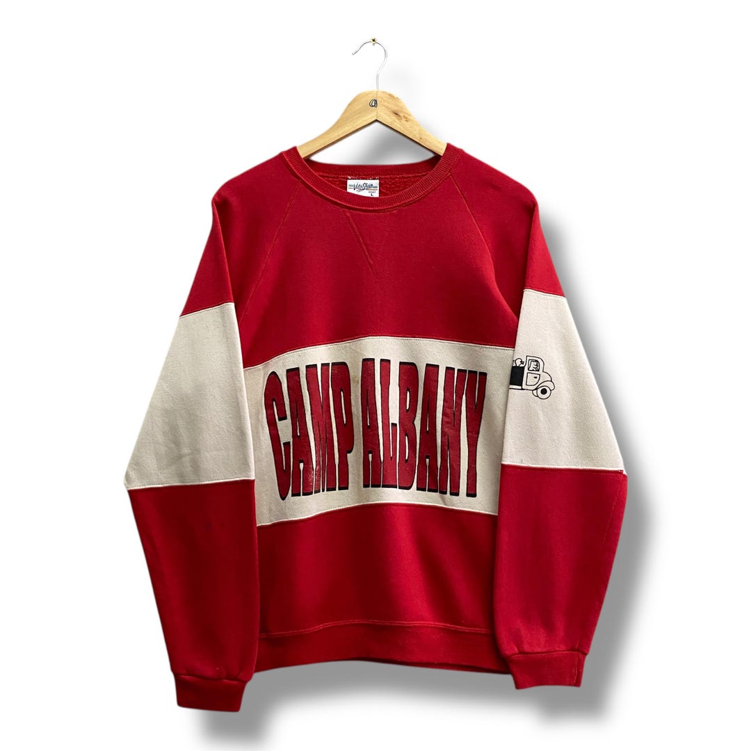 Vintage 90's Camp Albany Colour Block Sweatshirt LARGE Albany Unisex ...