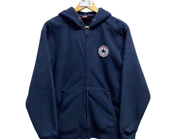 Vintage Converse All Star Navy Zip up Fleece Hoodie Women Large ...
