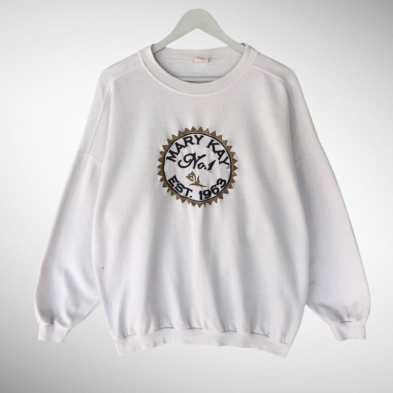 Vintage 90s Mary Kay White Sweatshirt Size Xlarge Mary Kay Crewneck ...