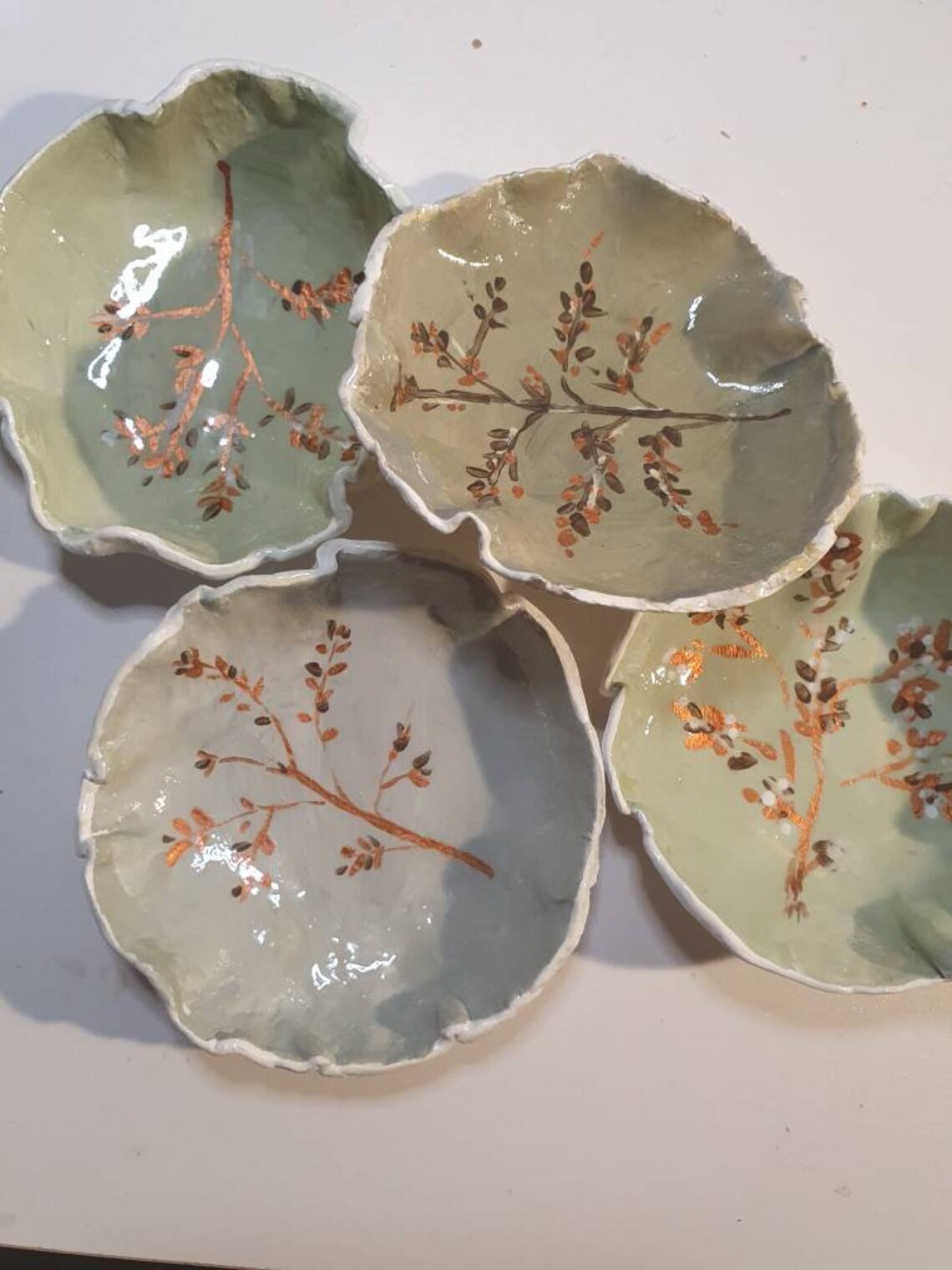 Clay bowl. Handmade air dry clay trinket dishes sage and | Etsy