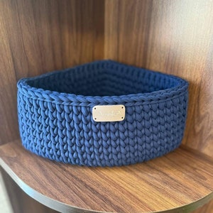 Triangle Corner Basket, Crochet Shelf Basket, Corner Storage, Closet ...