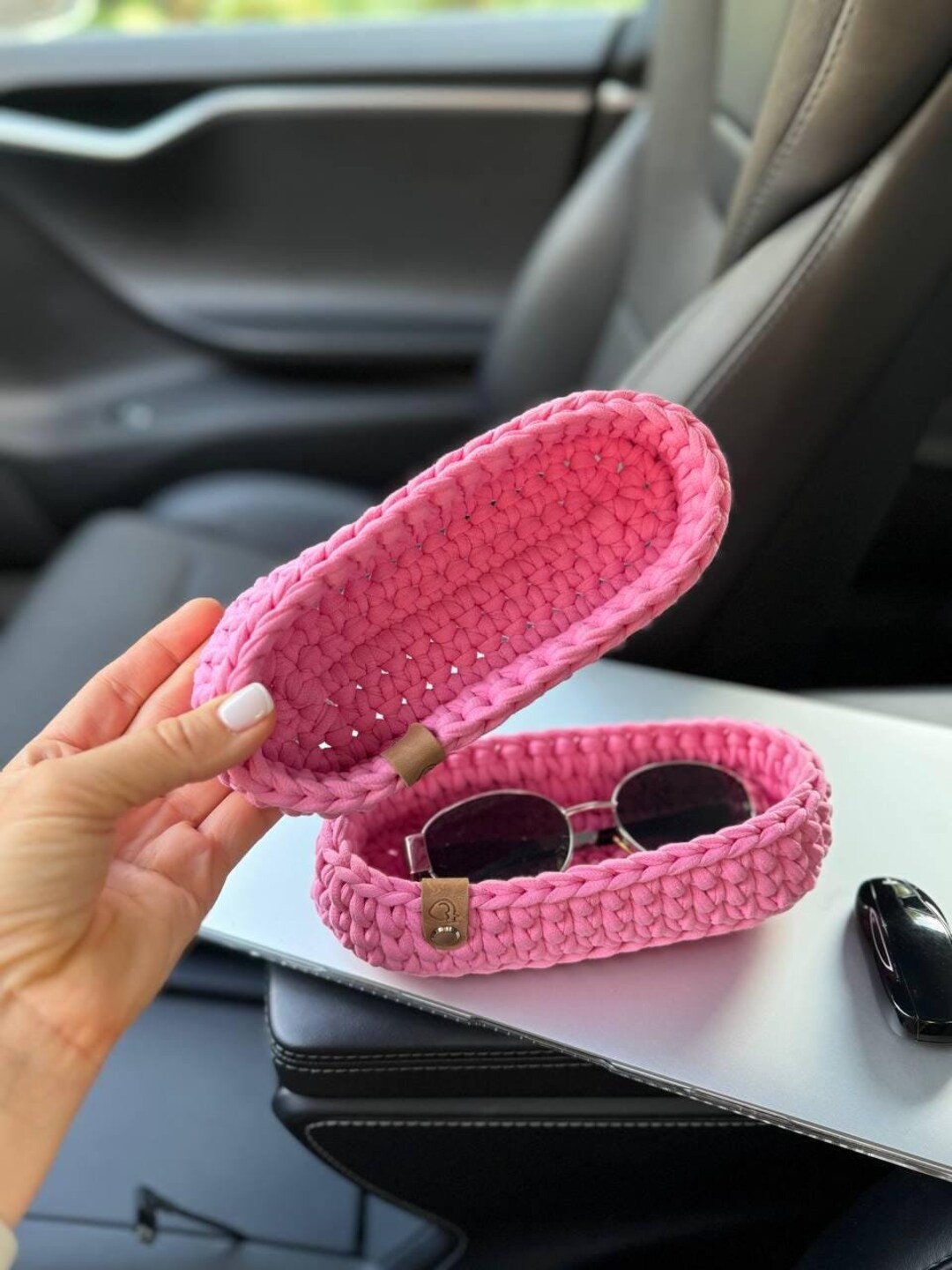 Eyeglass Keeper, Crochet Glass Caddy, Jewelry Storage, Horizontal Auto ...