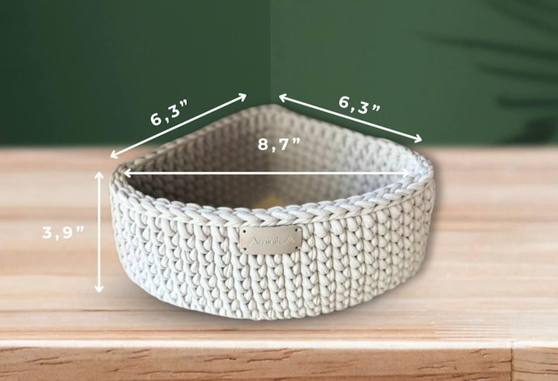Crochet Triangle Basket, Handmade Storage Basket, Bathroom Storage ...