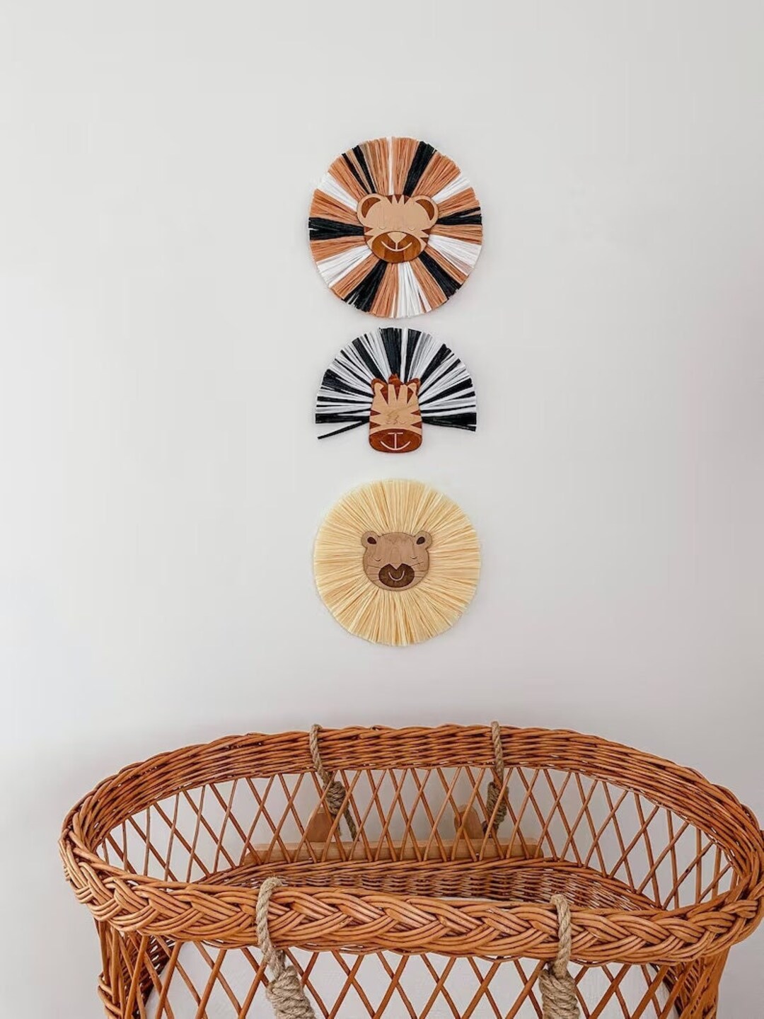 Set of 3 Safari Nursery Decor, African Animals Wall Hanging, Lion Zebra ...