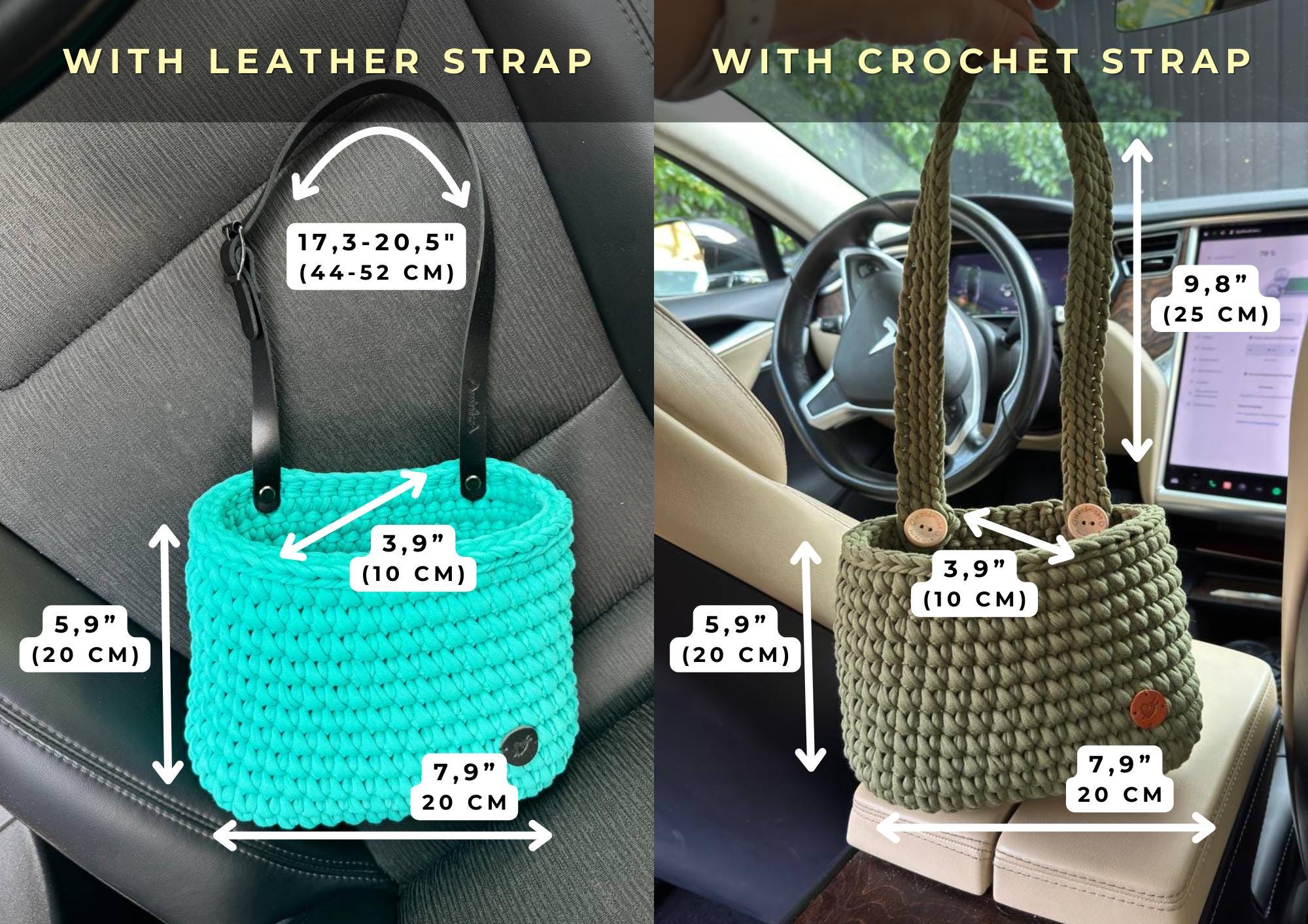 Boho Car Trash Bag, Crochet Car Basket, Car Accessories, Gift for Women ...