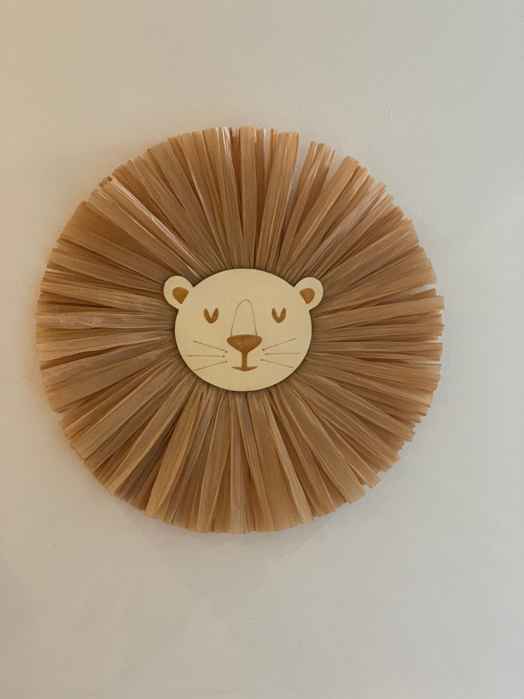 Lion Face Raffia Wall Hanging, Safari Jungle Nursery, Lion Head Boho ...