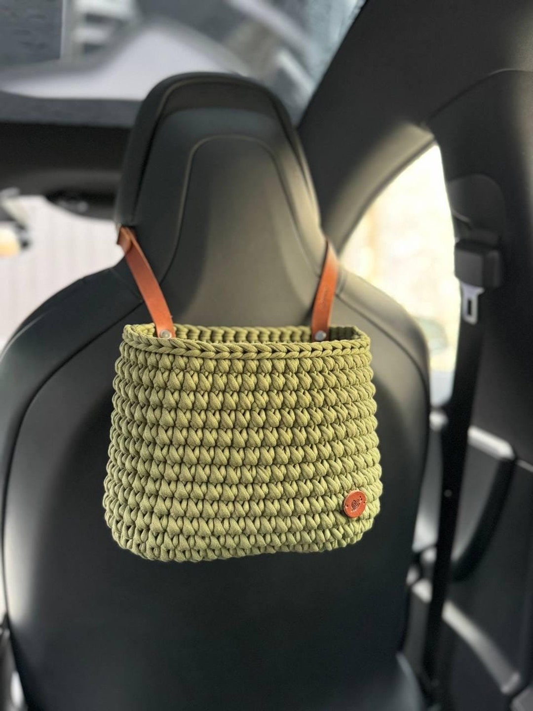 Hanging Car Storage, Crochet Car Basket, Womens Car Caddy, Car ...