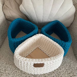 Crochet Triangle Basket, Handmade Storage Basket, Bathroom Storage ...