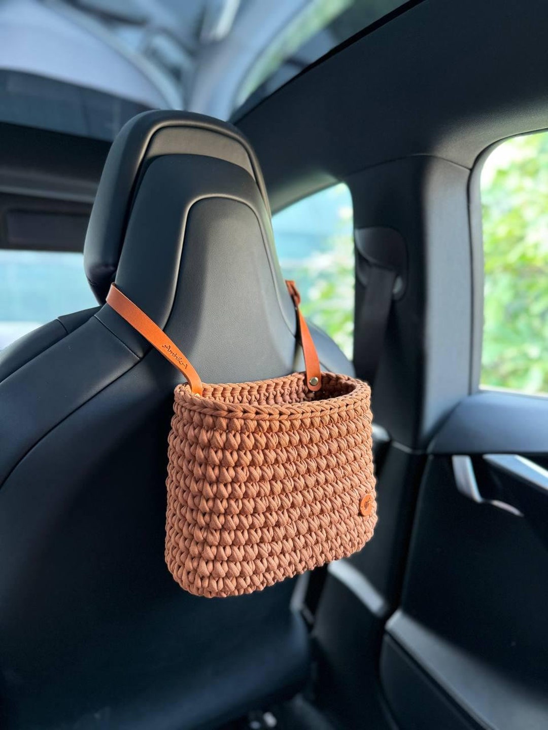 Crochet Car Basket, Car Decor Aesthetic, Mini Car Bag, Car Lover Gift ...