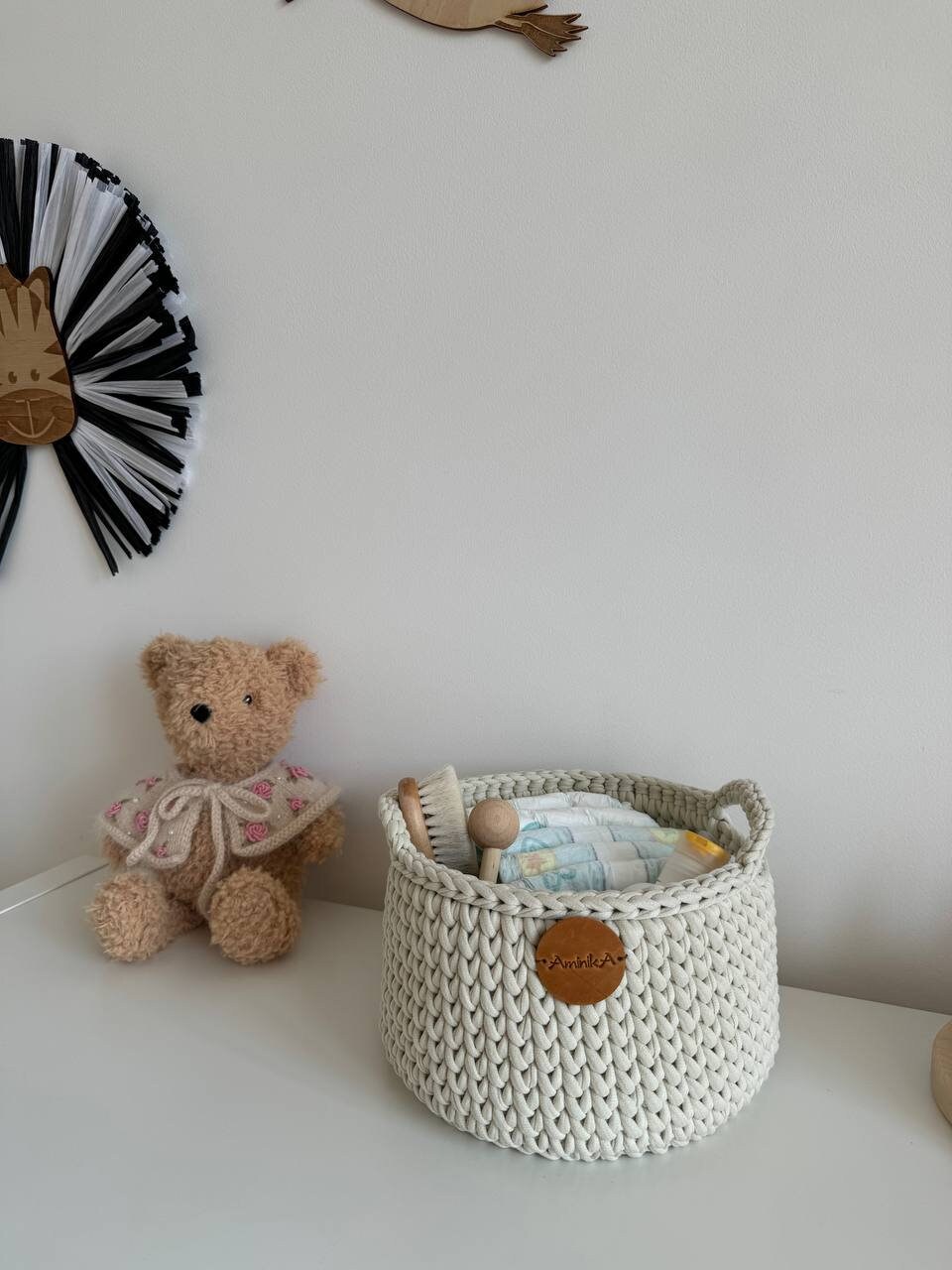 Natural Diaper Caddy Basket, Diaper Bag, Nursery Storage Basket, Baby ...