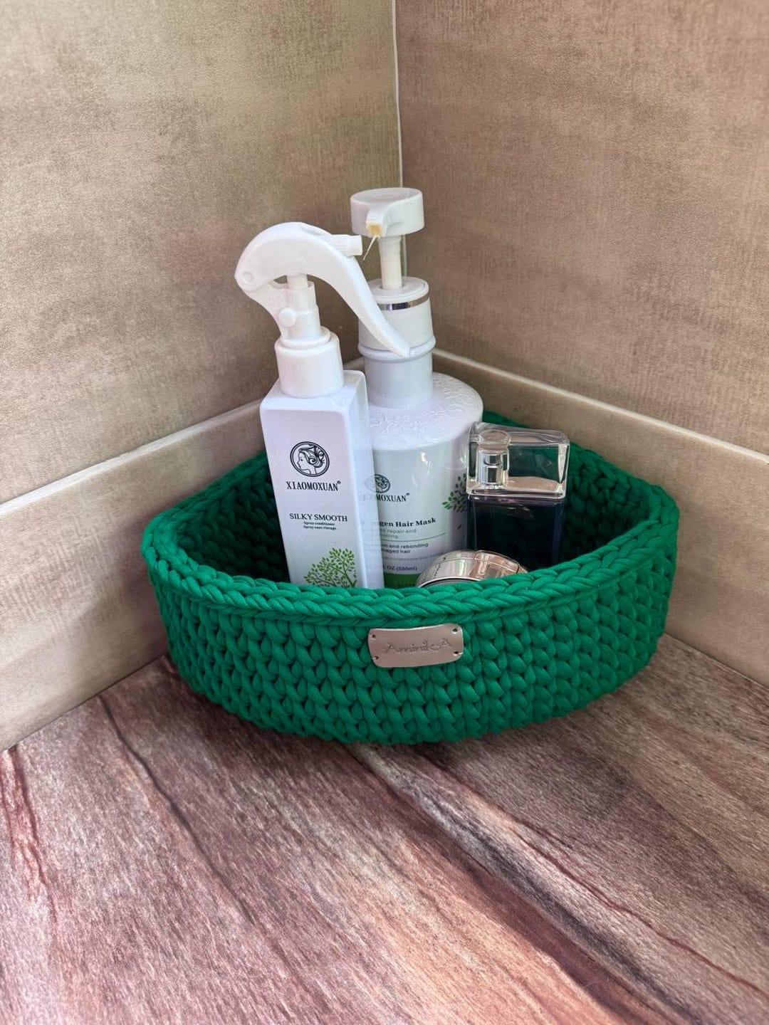 Bathroom Triangle Basket, Corner Shelf Basket, Crochet Kitchen ...
