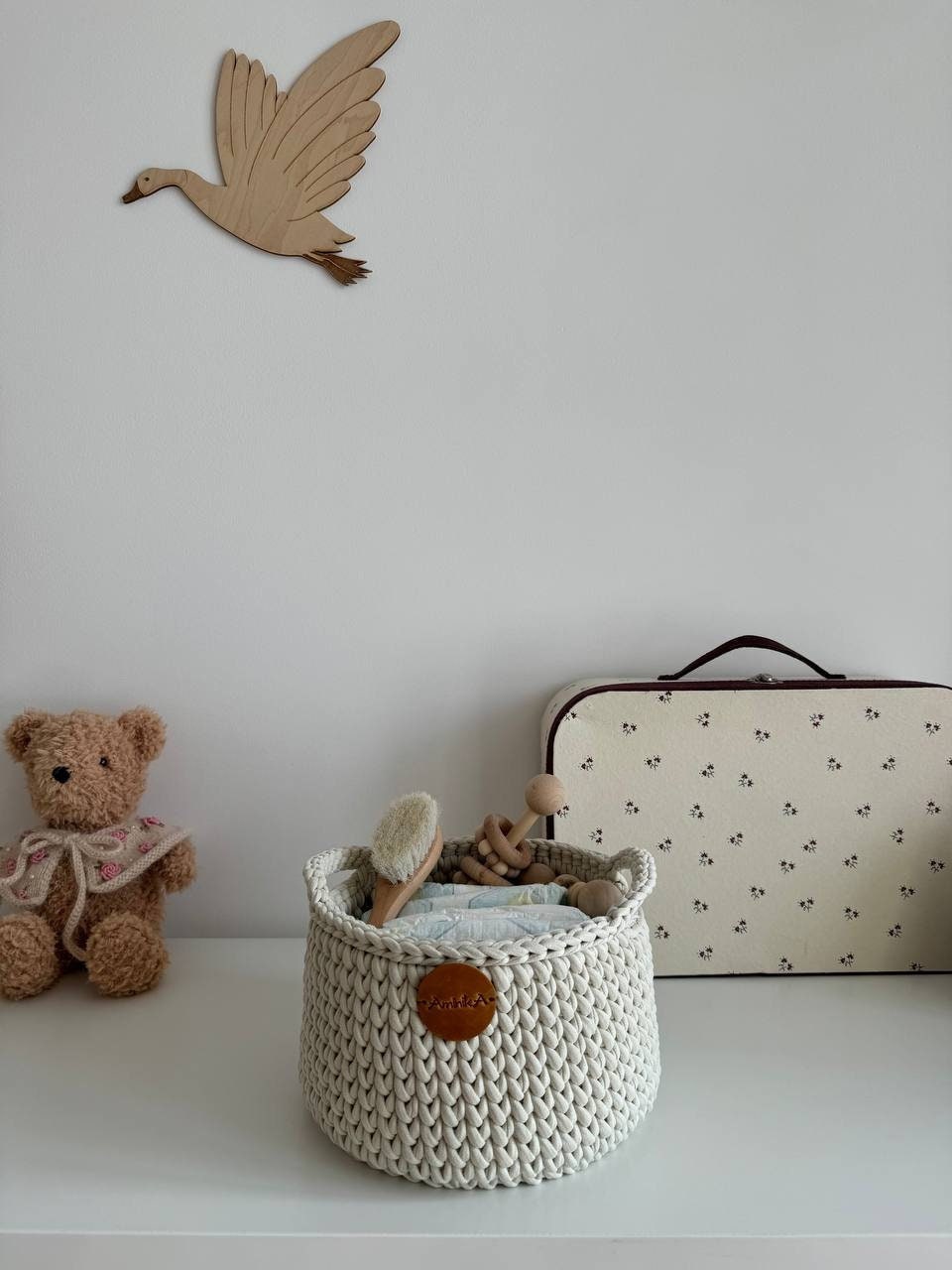Natural Diaper Caddy Basket, Diaper Bag, Nursery Storage Basket, Baby ...