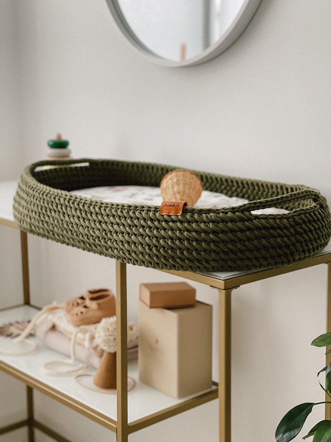 Diaper Changing Basket With Pad, Changing Table Bassinet, Baby Shower ...