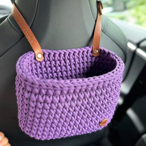 Car Storage Basket With Leather Handles, Car Accessories for Women ...