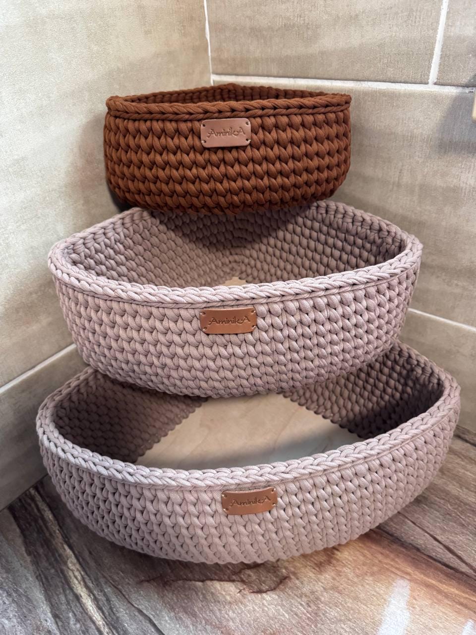 Crochet Corner Shelf Basket, Bathroom Organizer, Entryway Organizer ...