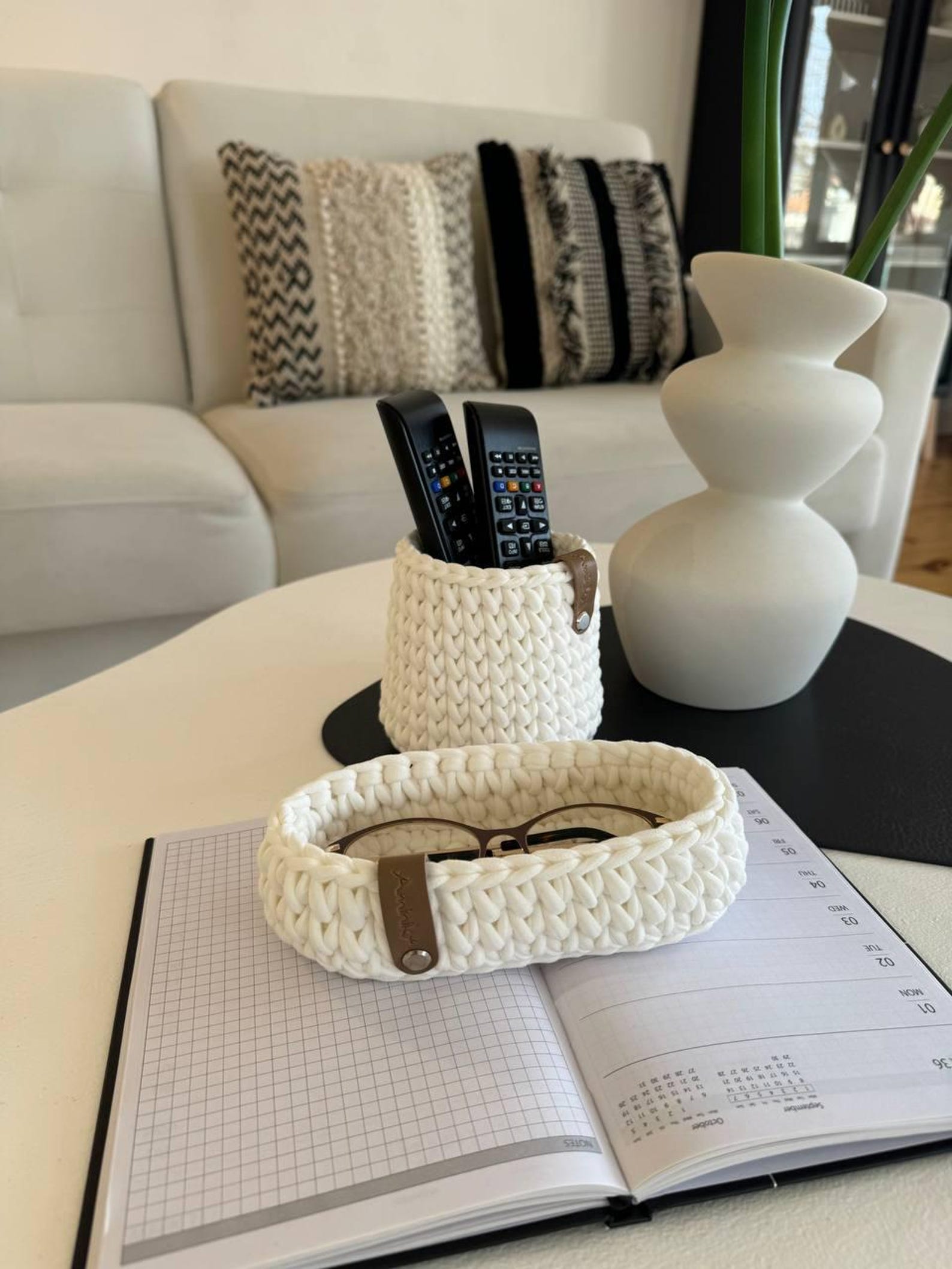 Boho Remote Control Caddy, Nightstand Organizer, Glasses Holder, Small ...