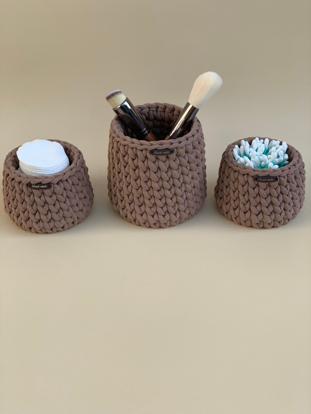 Set of Small Storage Baskets, Crochet Basket, Toothbrush Holder, Makeup ...