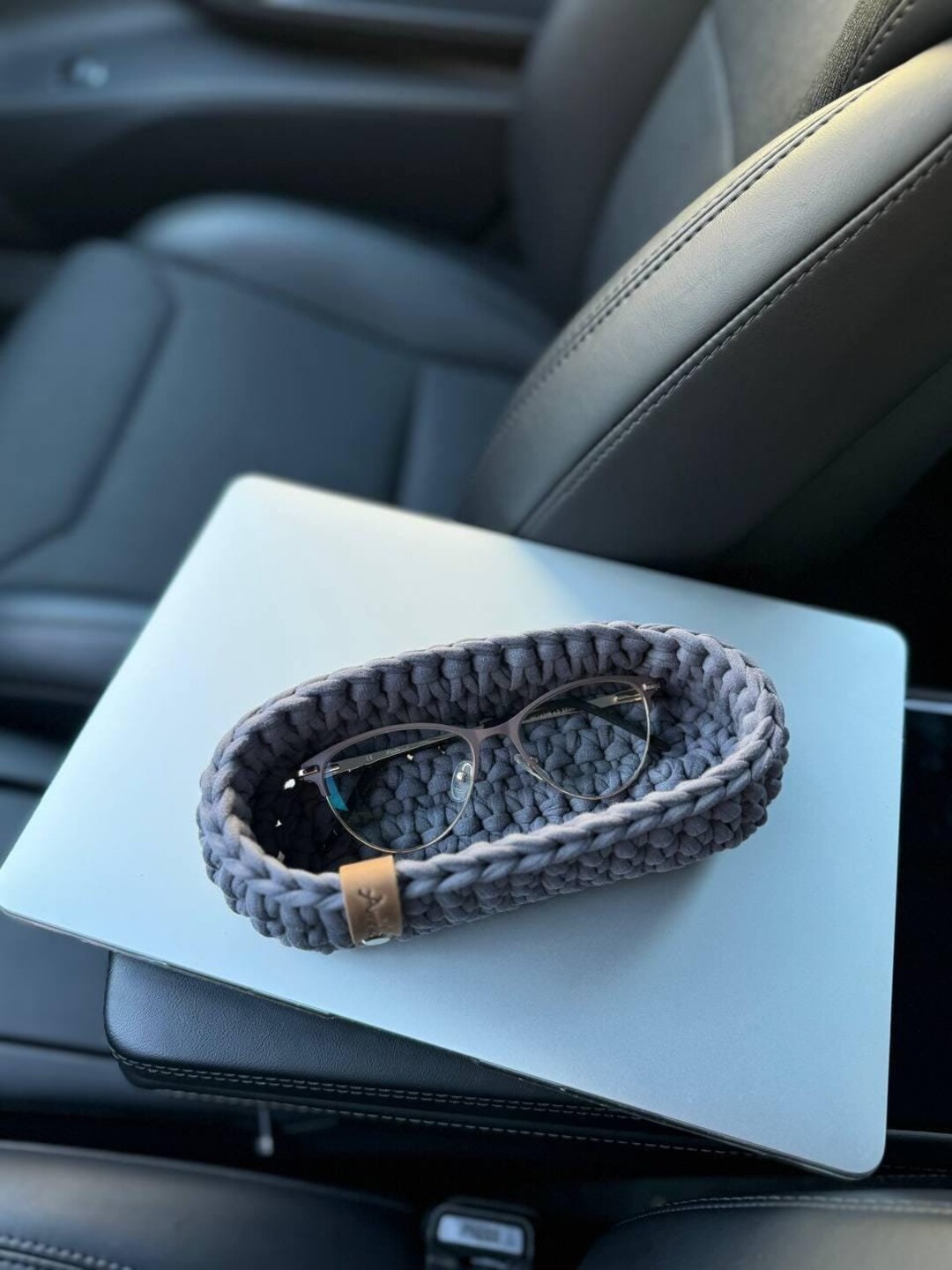 Crochet Car Eyeglass Keeper, Sunglasses Oval Tray Storage, Soft Desk ...