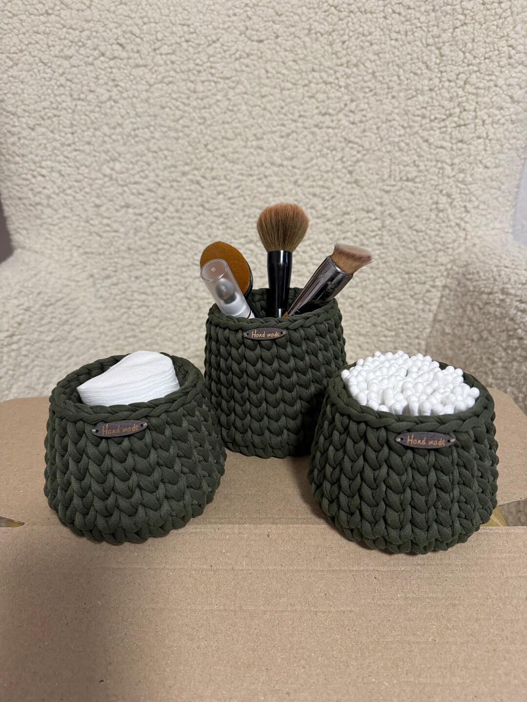 Set Small Storage Baskets, Crochet Basket, Toothbrush Holder, Makeup ...