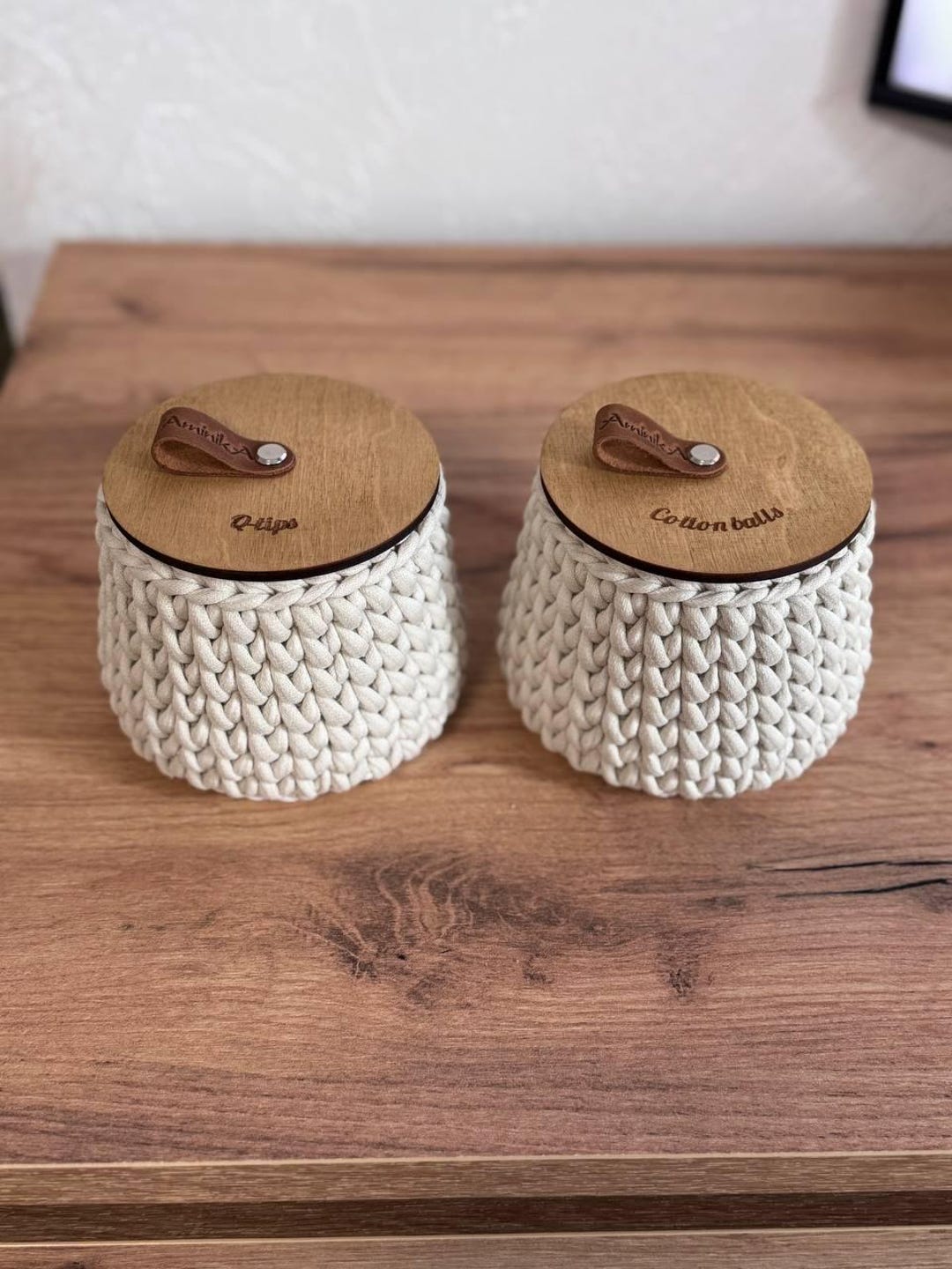 Crochet Basket With Lid, Cotton Ball Storage, Home Organization, Lidded ...