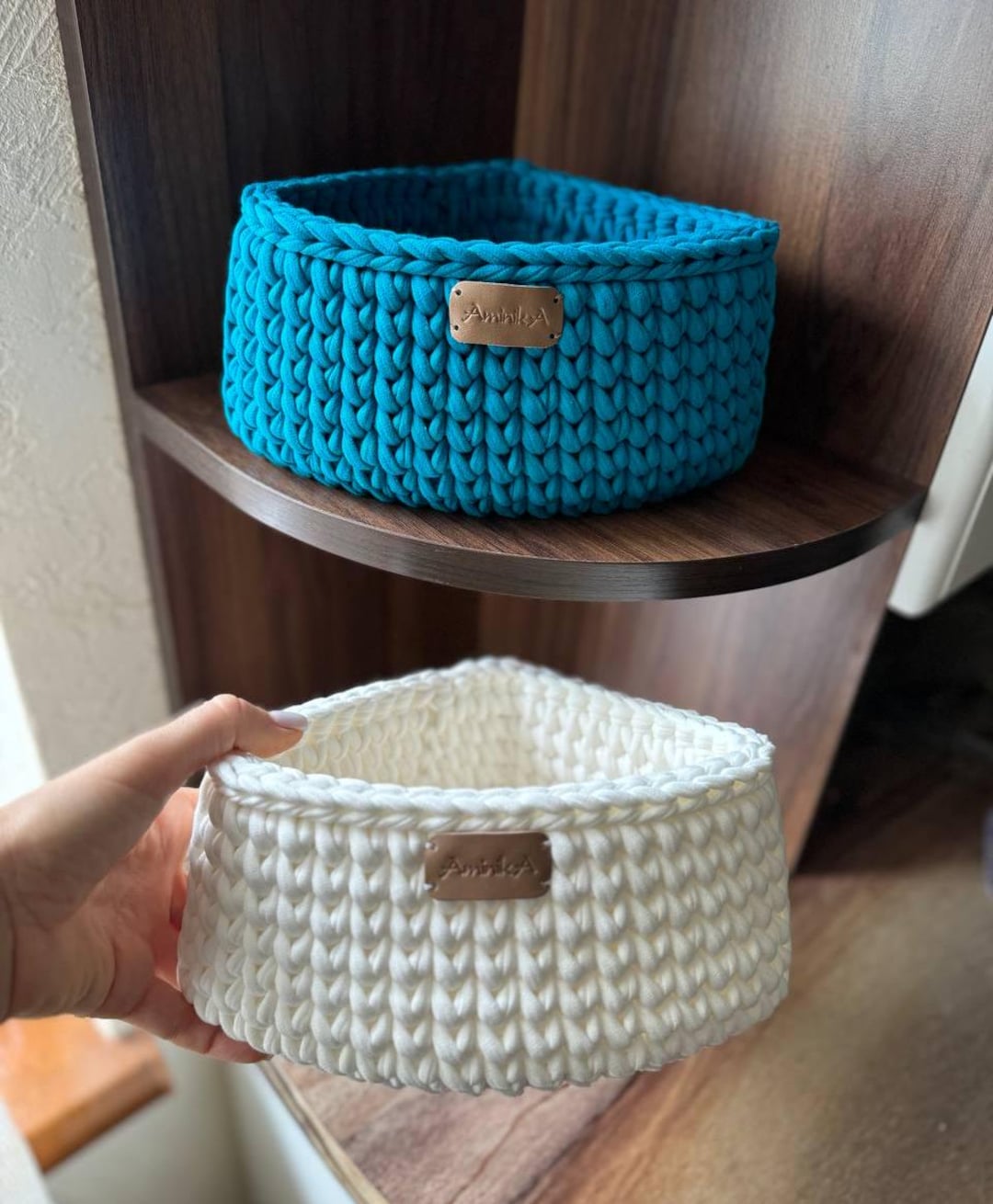 Handmade Corner Basket, Bathroom Storage, Crochet Triangle Basket ...