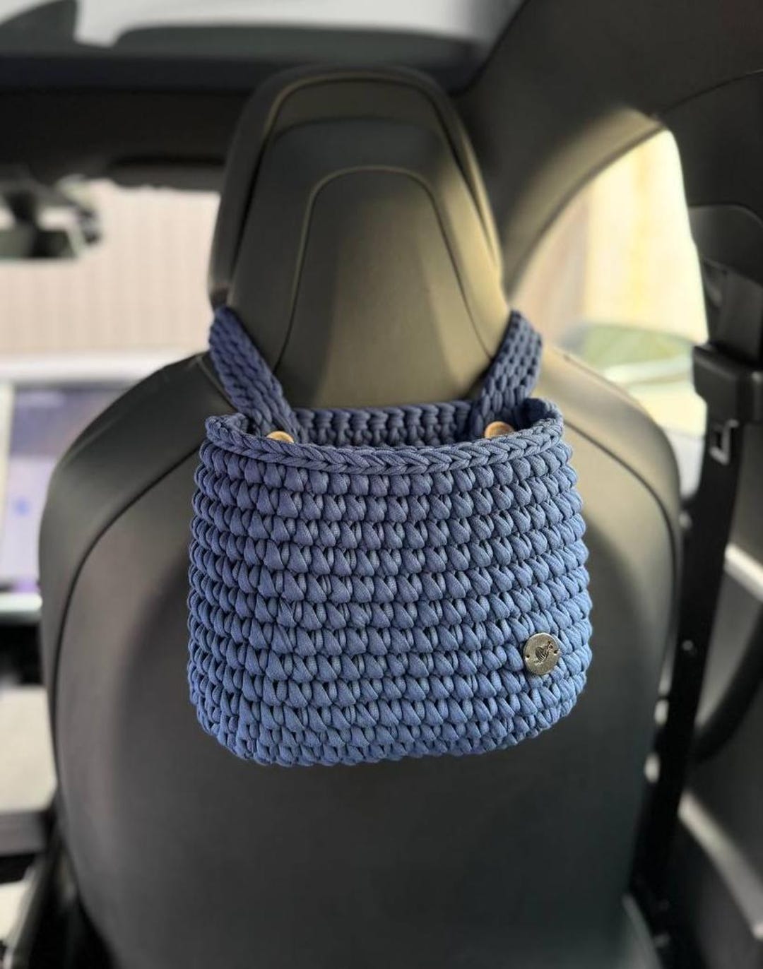 Hanging Car Basket, Crochet Basket, Car Emergency Kit, Car Trash Bag ...