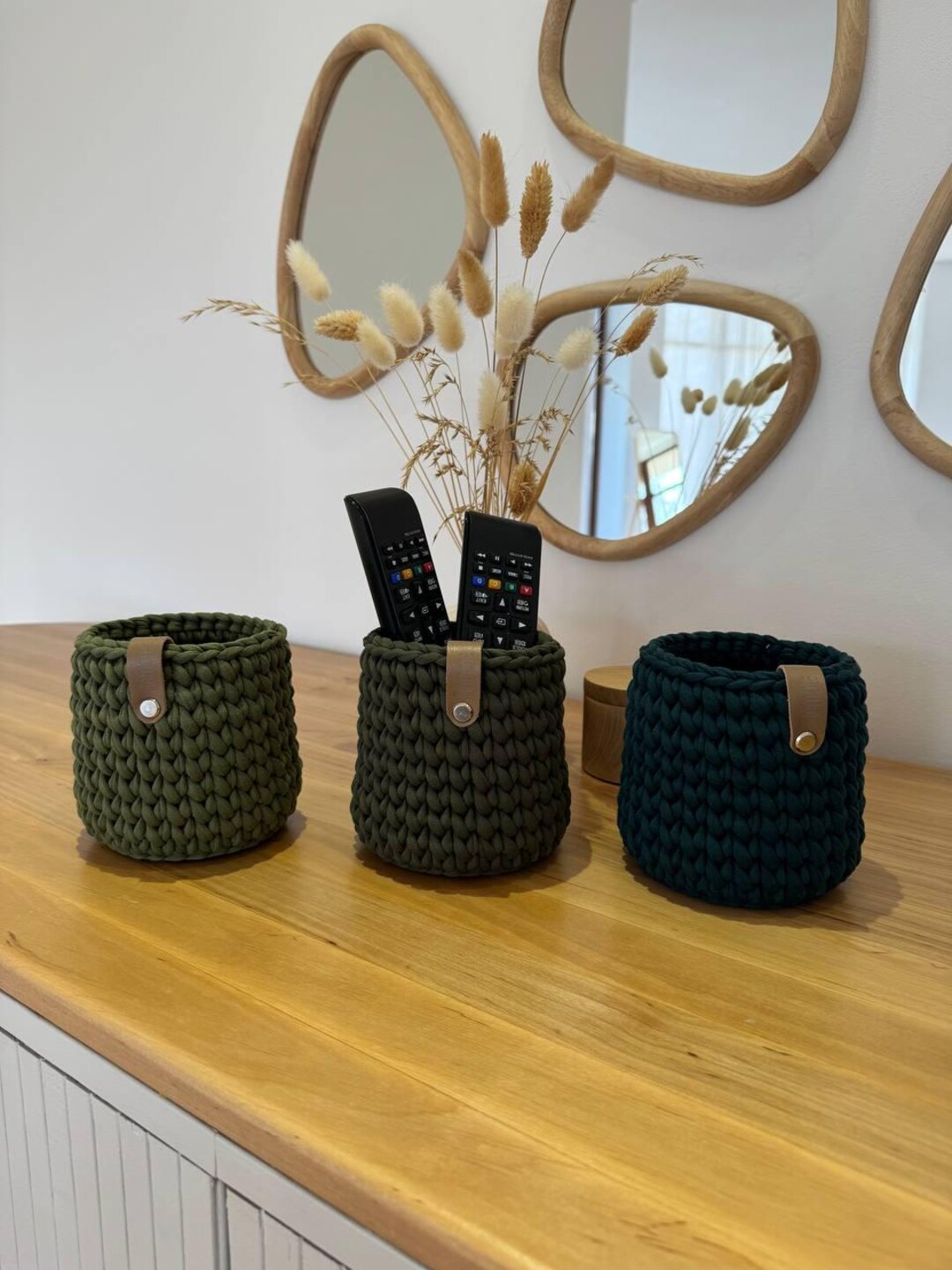 Small Round Eyeglass Caddy, Personalized Remote Control Basket ...
