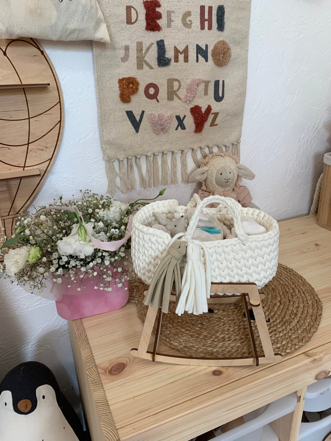 Plush Toy Carrier Doll, Crochet Doll Basket, Doll Bassinet, Toy ...