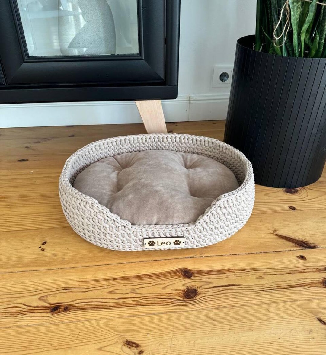 Boho Pet Furniture, Cat Beds, Custom Cat Bed, Crochet Pet Basket, Cat ...
