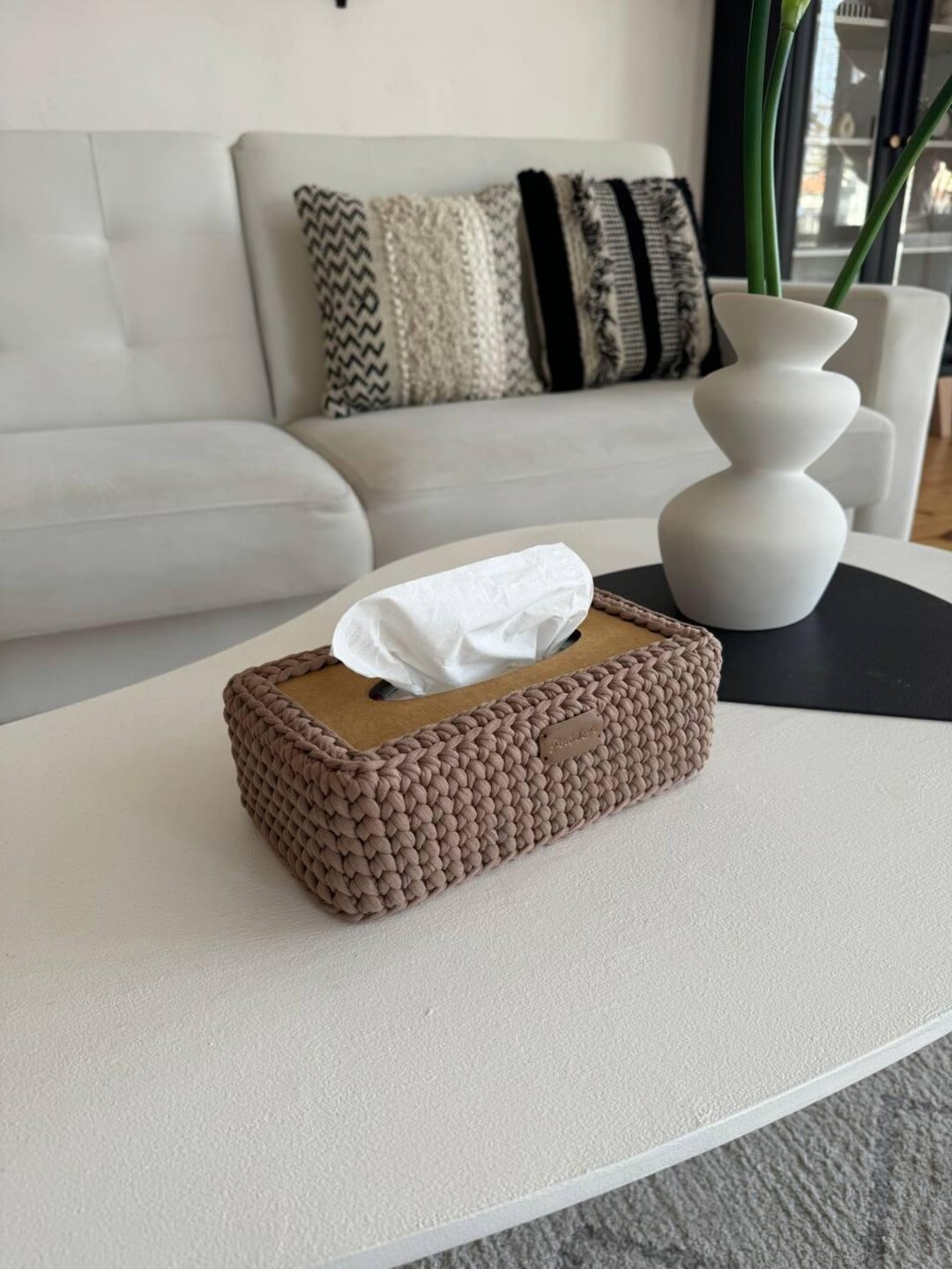 Boho Napkin Holder, Crochet Tissue Box, Decorative Napkin Case ...