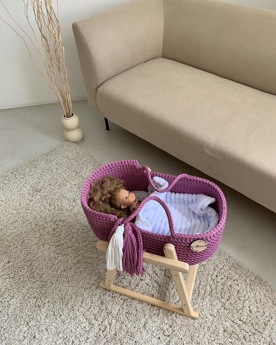 Baby Doll Cradle, Doll Furniture, Gift for Niece, Toy Furniture ...