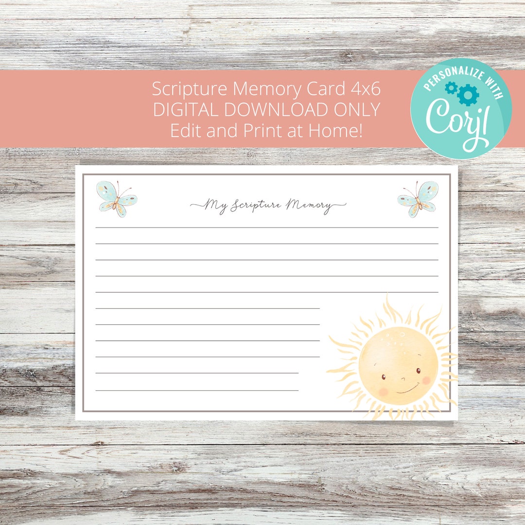 Editable Scripture Memory Card | Happy Spring Theme | Blank Notecard ...