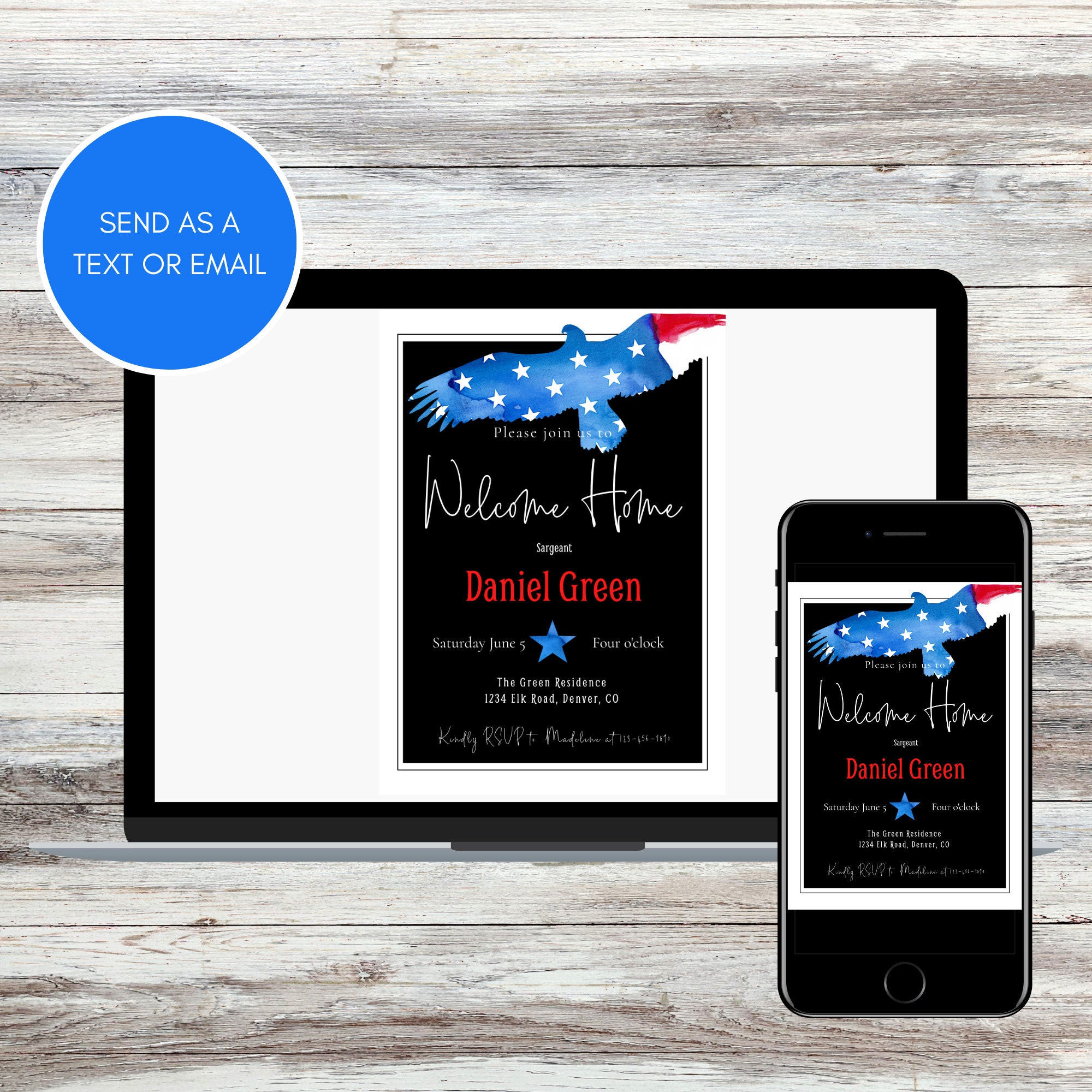 Welcome Home Invitation for United States Military Dark Version | Stars ...