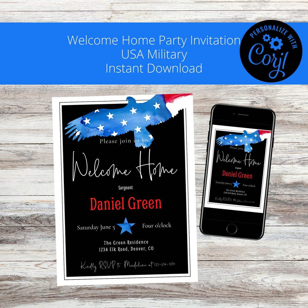 Welcome Home Invitation for United States Military Dark Version | Stars ...