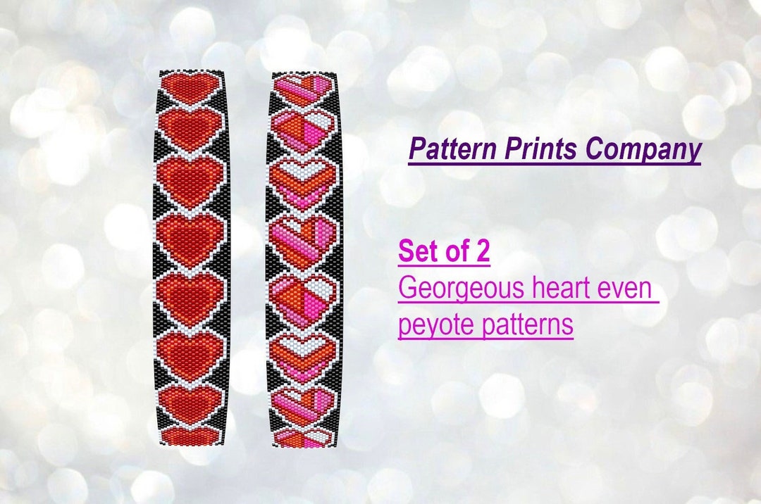 Peyote Heart Bracelet Pattern, Peyote Bracelet Pattern, Heart Bead ...