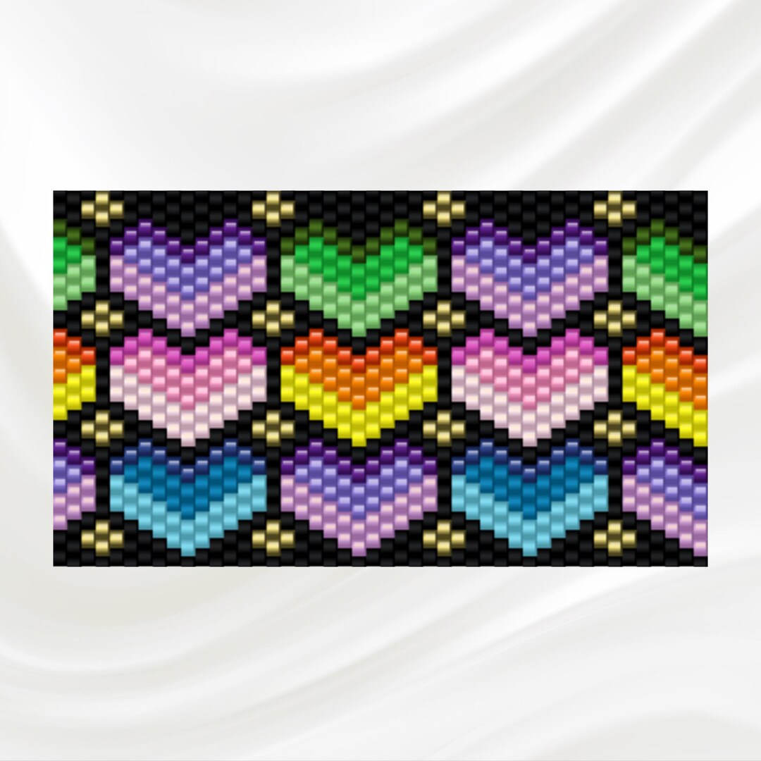 Peyote Stitch Heart Pen Wrap, Pen Wrap Pattern, Peyote Heart Pattern ...