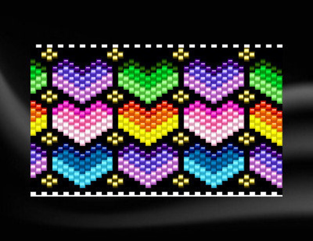 Peyote Stitch Heart Pen Wrap, Pen Wrap Pattern, Peyote Heart Pattern ...