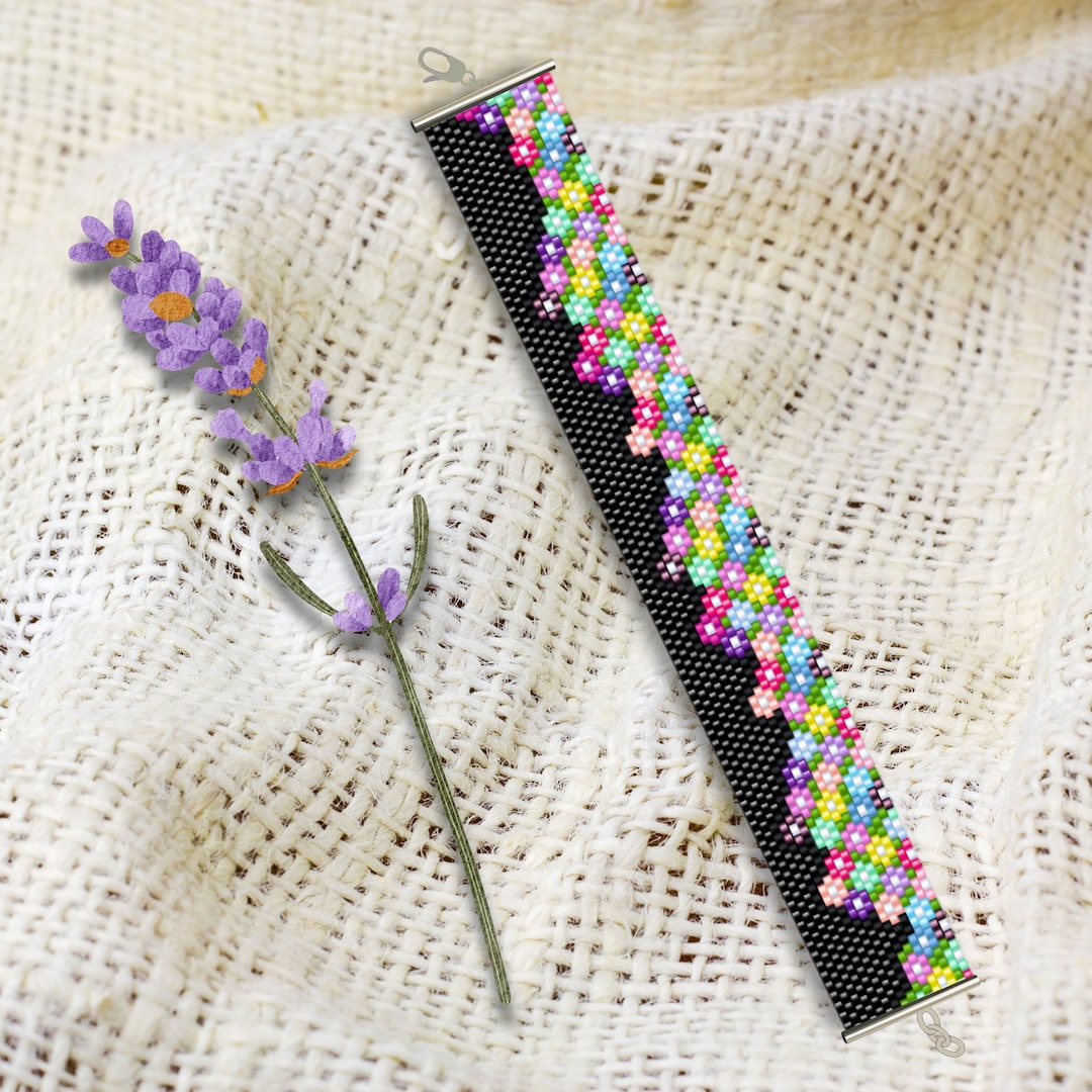 Flower Peyote Bracelet Pattern, Peyote Flower Bracelet Pattern, Peyote ...