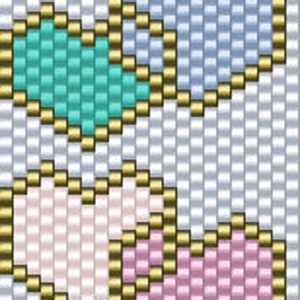 Cuori - Peyote Heart Bracelet Pattern, Even Count Peyote Bracelet ...