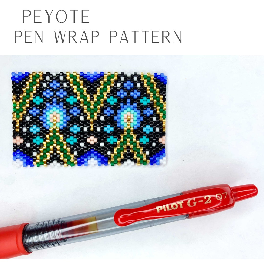 Beaded Pen Wrap Pattern, Peyote Pen Wrap Pattern, Peyote Pen Cover ...