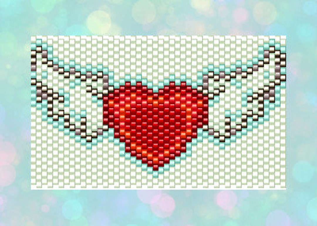 Peyote Stitch Heart Pen Wrap, Pen Wrap Pattern, Peyote Heart Pattern ...