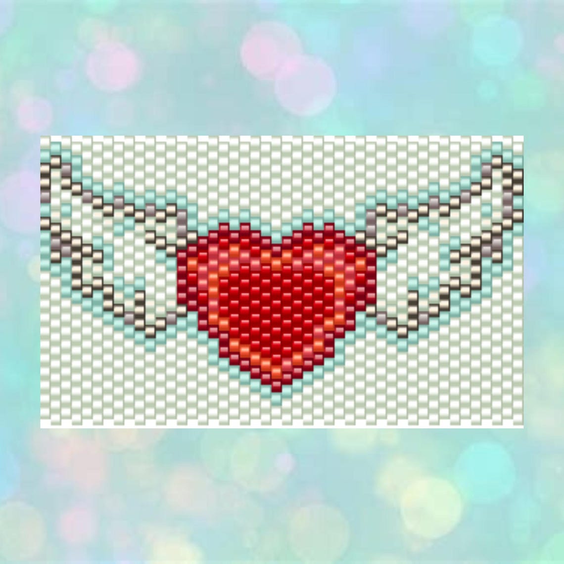 Peyote Stitch Heart Pen Wrap, Pen Wrap Pattern, Peyote Heart Pattern ...