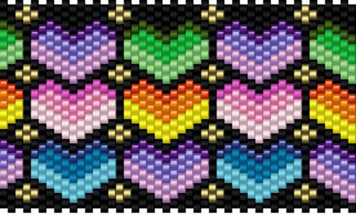 Peyote Stitch Heart Pen Wrap, Pen Wrap Pattern, Peyote Heart Pattern ...
